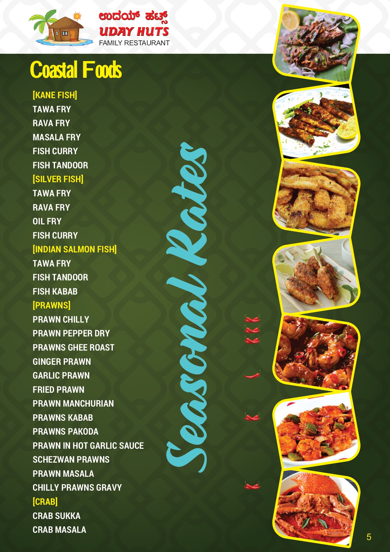 Uday Huts Family Restaurant - Menu
